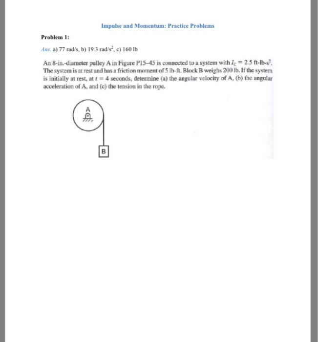 Solved Impulse and Momentum: Practice Problems Problem 1 | Chegg.com