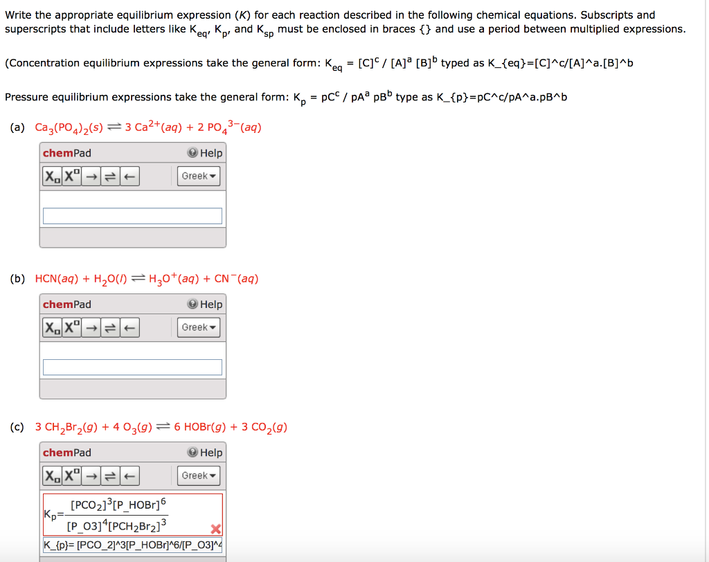 Solved Write the appropriate equilibrium expression (K) for | Chegg.com