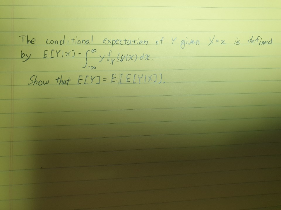 Solved The Conditional Expectation Of Y Given X X Is Defined