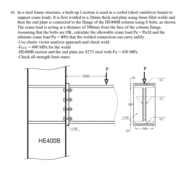 Solved 6) In a steel frame structure, a built-up I section | Chegg.com