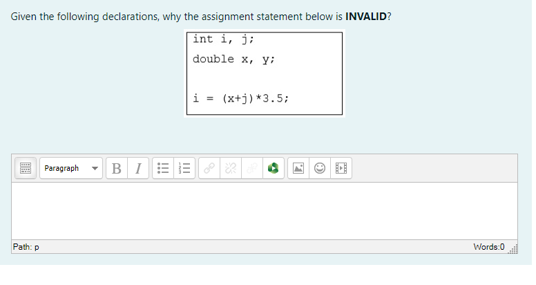 Solved Given the following declarations, why the assignment | Chegg.com