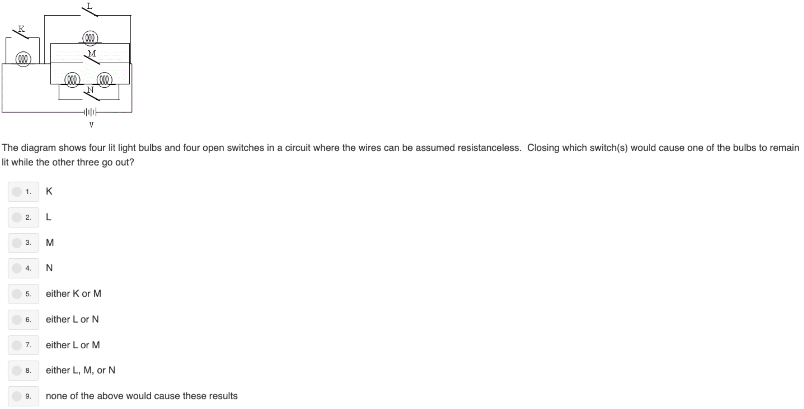 Solved This shows four lit light bulbs and four open | Chegg.com