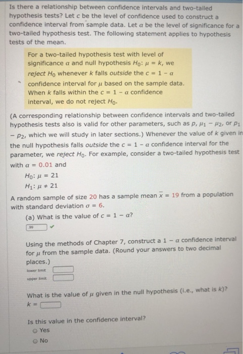 Solved Is there a relationship between confidence intervals | Chegg.com