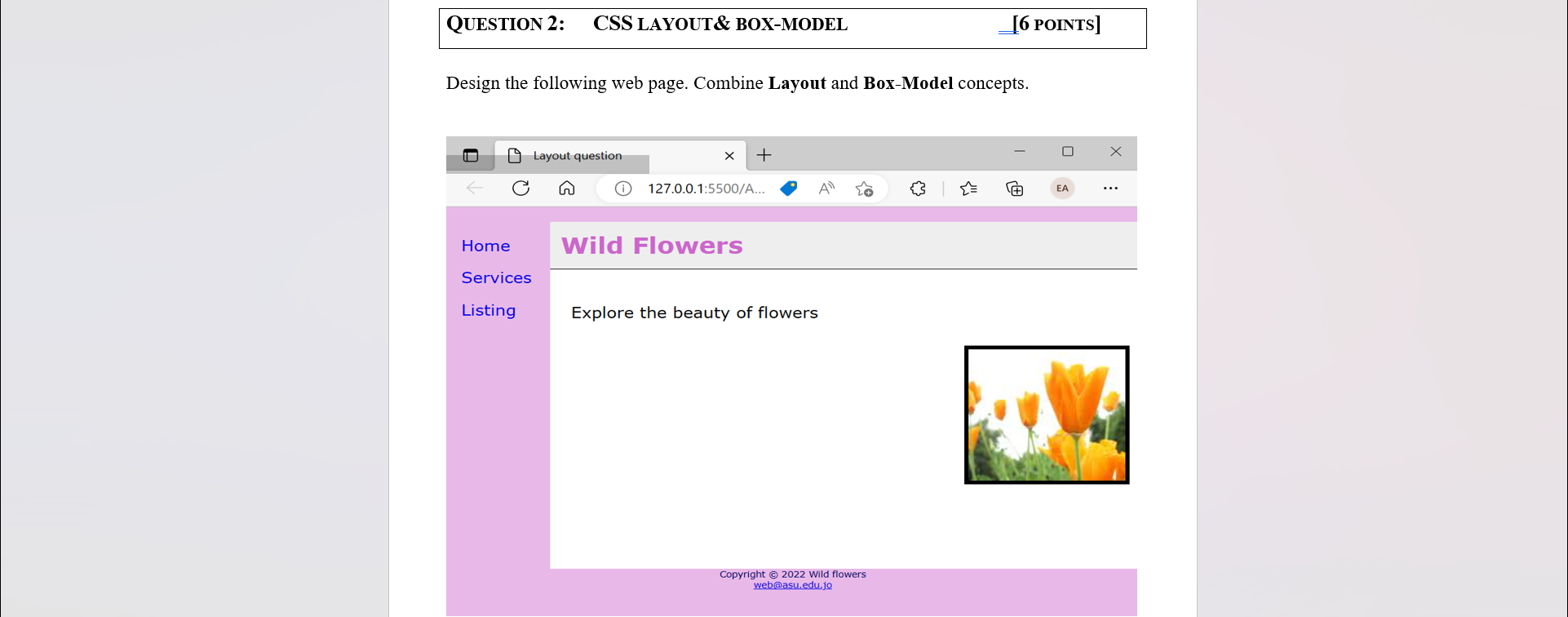 Solved Design the following web page. Combine Layout and | Chegg.com