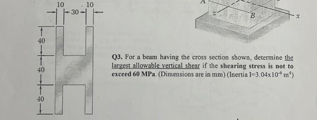 Solved for a beam having the cross section shown, determine | Chegg.com