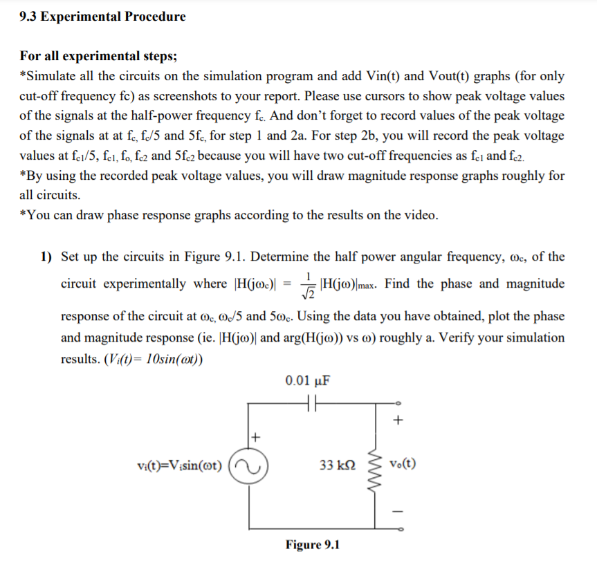 Solved 9.3 Experimental Procedure For all experimental | Chegg.com