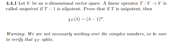 Solved 4.4.1 ﻿Let V ﻿be an n-dimensional vector space. A | Chegg.com