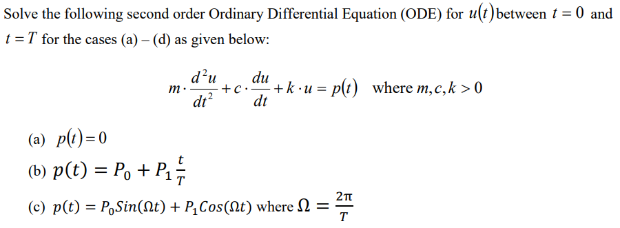 Solved Solve The Following Second Order Ordinary
