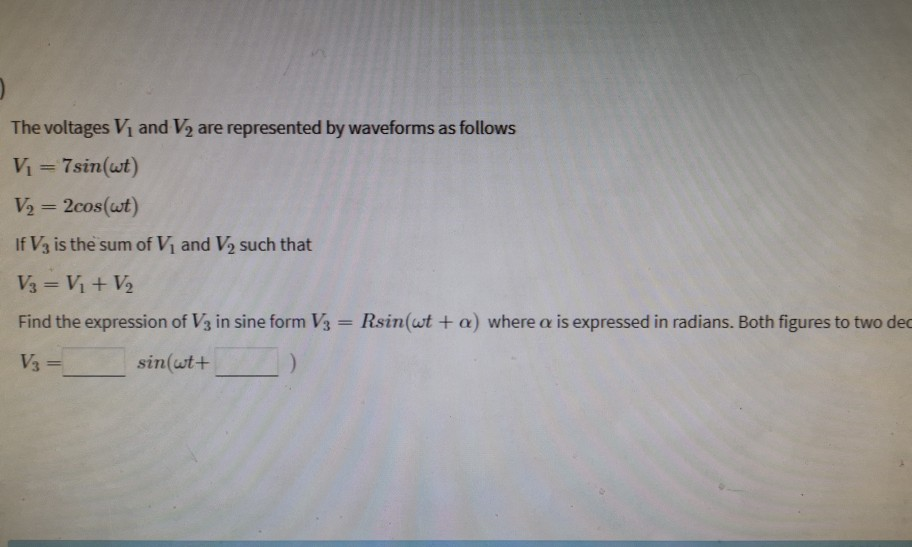 Solved The voltages V and V2 are represented by waveforms as | Chegg.com