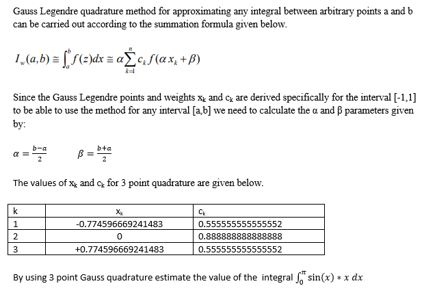 Solved Gauss Legendre Quadrature Method For Approximating 