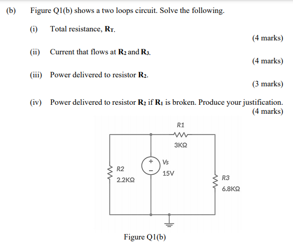 Solved (b) Figure Q1(b) shows a two loops circuit. Solve the | Chegg.com