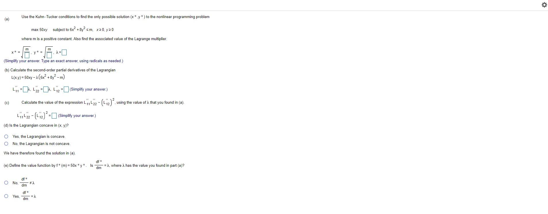 Solved Use the Kuhn-Tucker conditions to find the only | Chegg.com