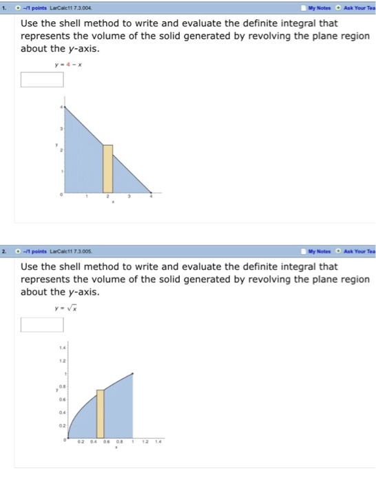 Solved 1. -11 points LarCalc11 7.3.004 My Notes Ask Your Tea | Chegg.com
