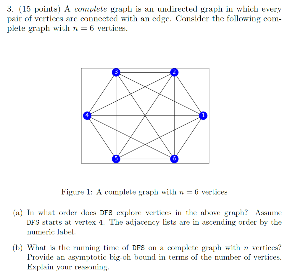 Solved 3. (15 points) A complete graph is an undirected | Chegg.com