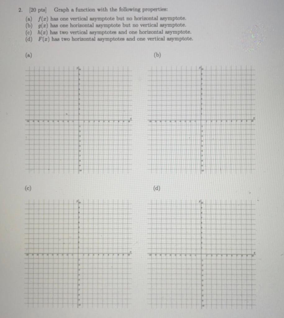 Solved 2. [20 pts] Graph a function with the following | Chegg.com