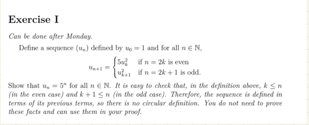 Solved Exercise IDefine a sequence (un) ﻿defined by u0=1 | Chegg.com