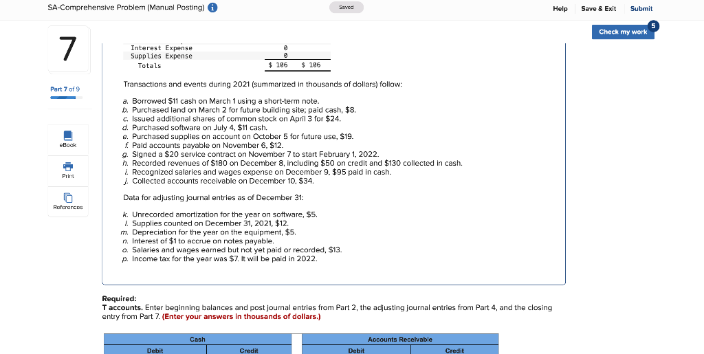 Solved Check my work 7 Part 7 of 9 Required information (The | Chegg.com