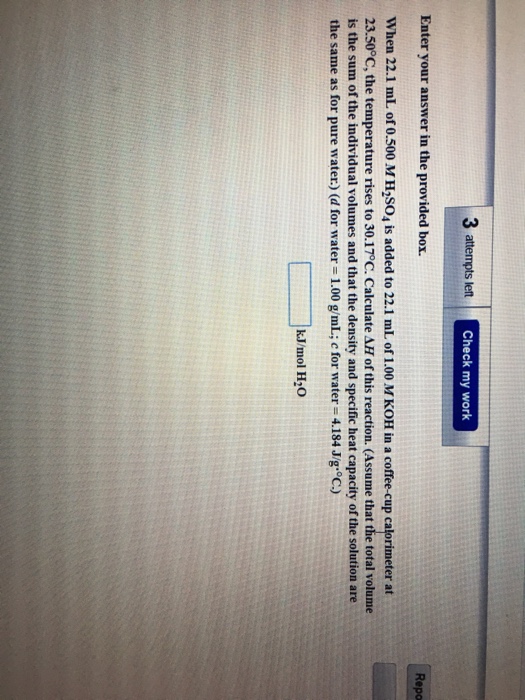 Solved 3 attempts let Check my work Enter your answer in the | Chegg.com