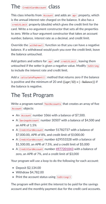 Solved The Account Class Create A Class Named Account Which
