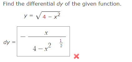 Solved Find the differential dy of the given function. | Chegg.com