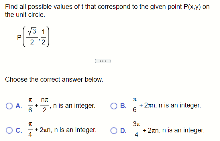 Solved Find all possible values of t that correspond to the | Chegg.com