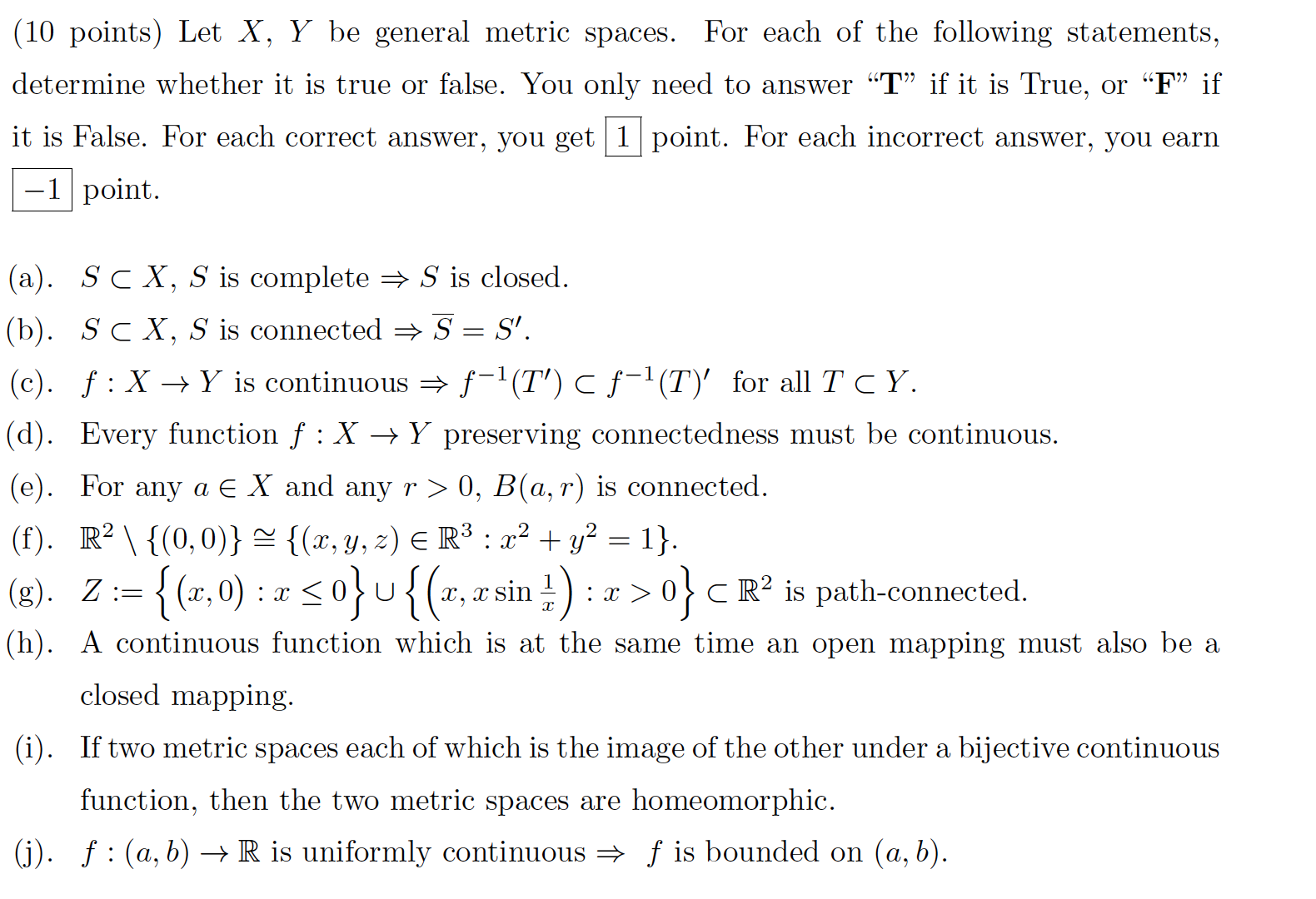 Solved (10 points) Let X,Y be general metric spaces. For | Chegg.com