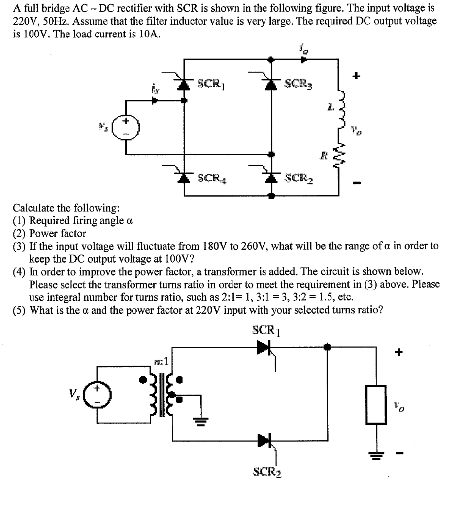 [Solved]: A full bridge ( mathrm{AC}- mathrm{DC} ) rect