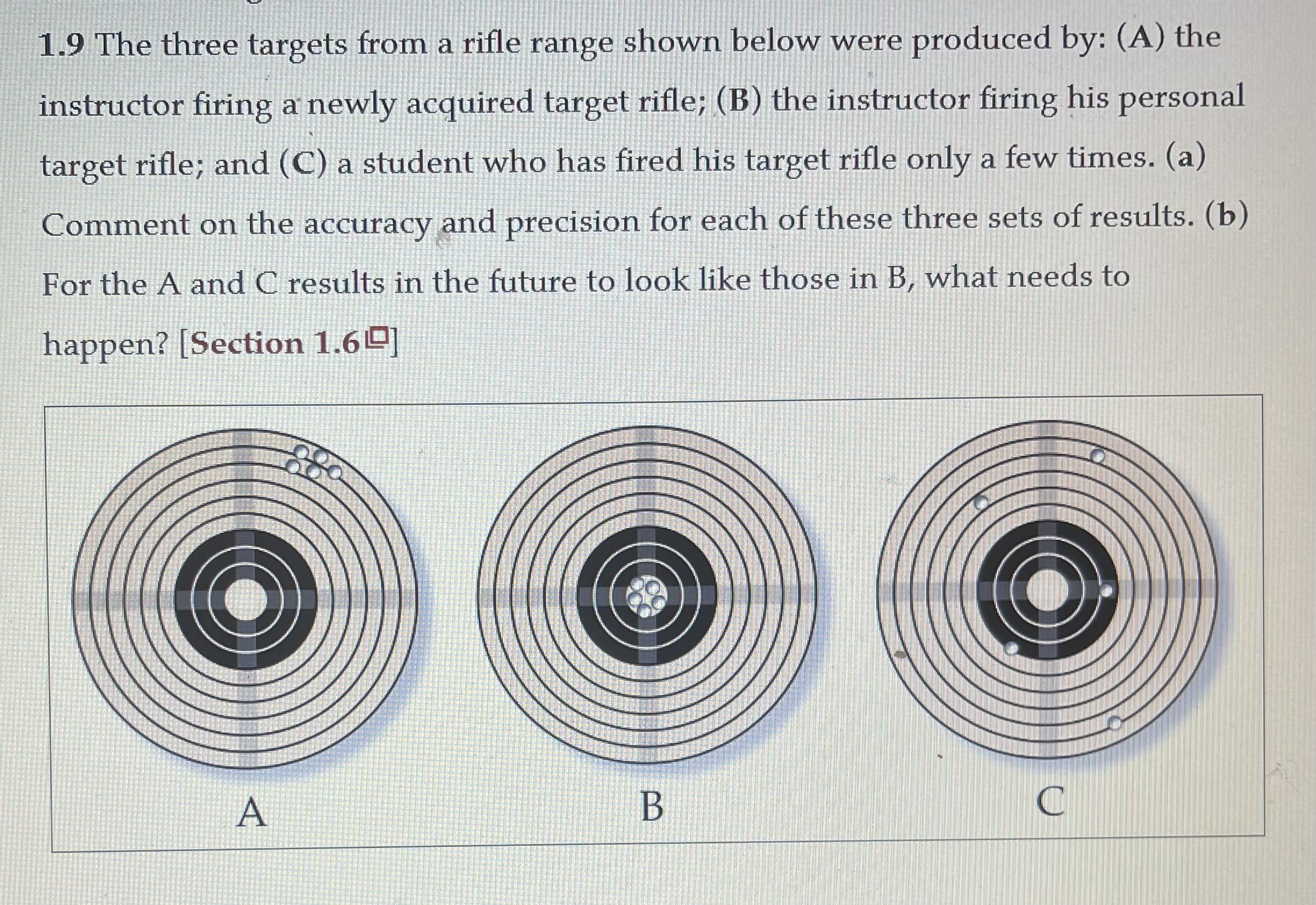 Solved 1.9 The three targets from a rifle range shown below | Chegg.com