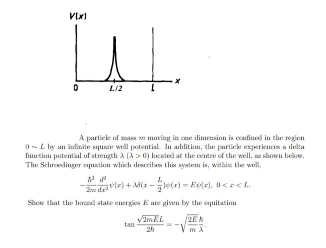 Solved A Particle Of Mass M Moving In One Dimension Is