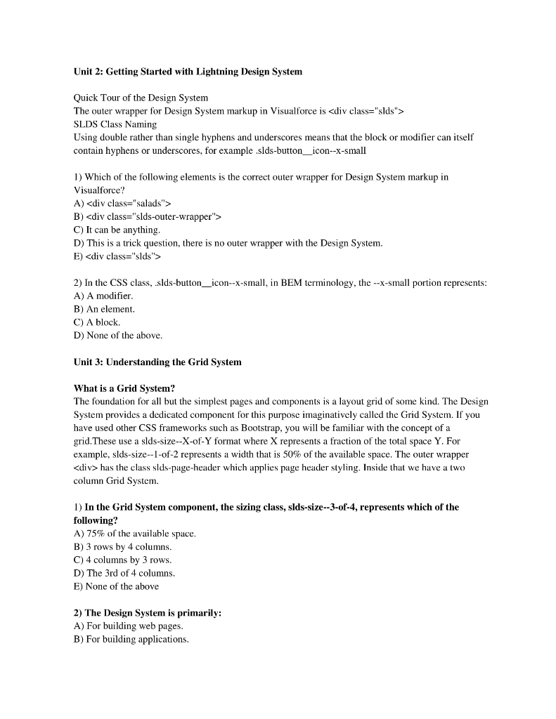 Solved Lightning Design System Unit 1: Understand the Key | Chegg.com