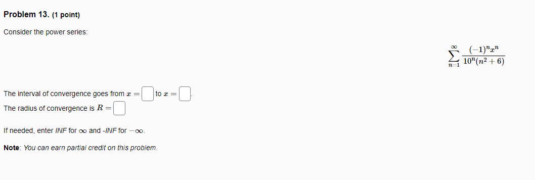 Solved Problem 13. (1 point)\\nConsider the power | Chegg.com