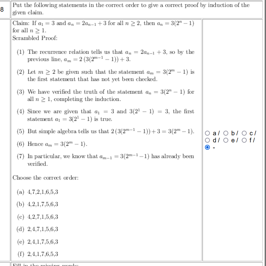 Solved Put the following statements in the correct order to | Chegg.com