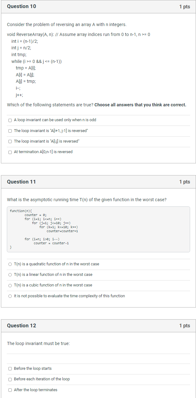 Solved Question 10 1 Pts Consider The Problem Of Reversing 1160
