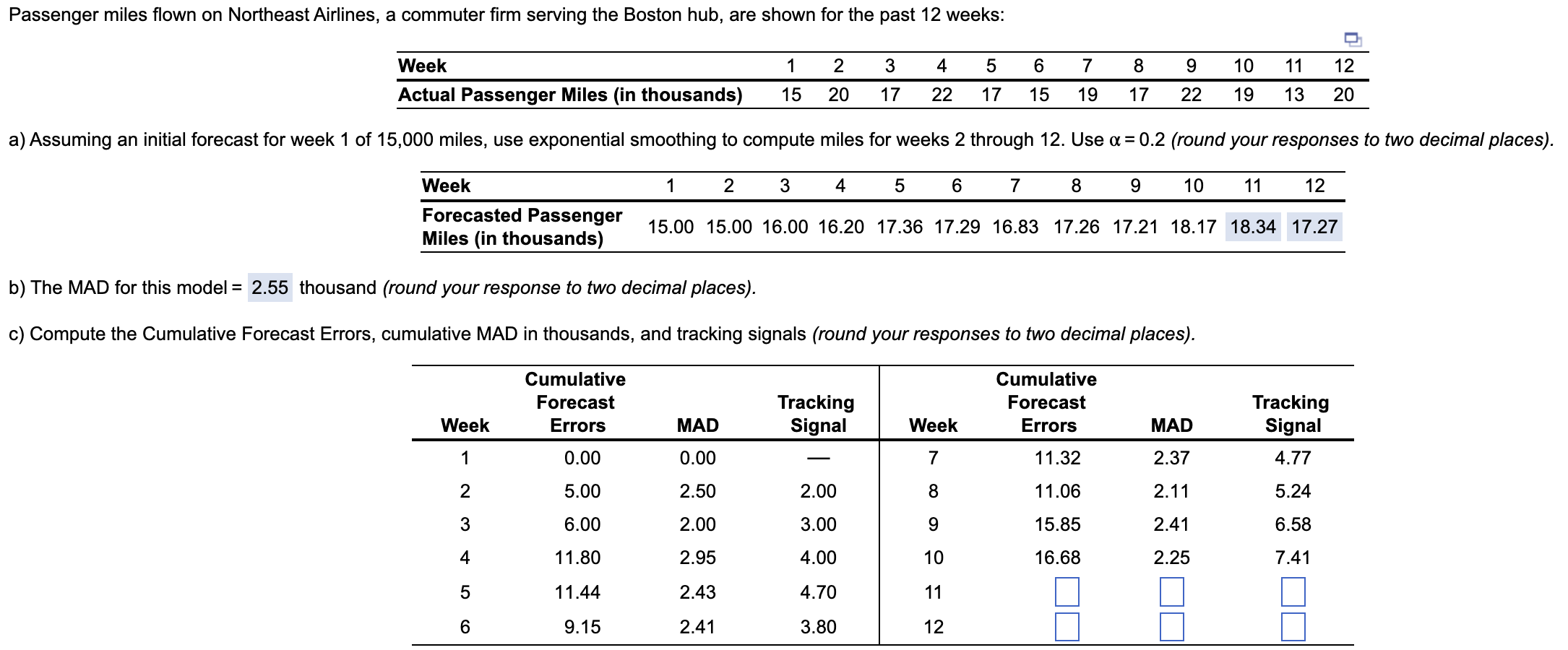 Solved a) Assuming an initial forecast for week 1 of 15,000 | Chegg.com