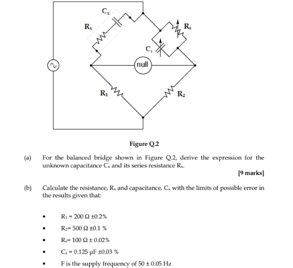 Solved Figure Q.2 (a) For the balanced bridge shown in | Chegg.com Solved Figure Q.2 (a) For the balanced bridge shown in | Chegg.com