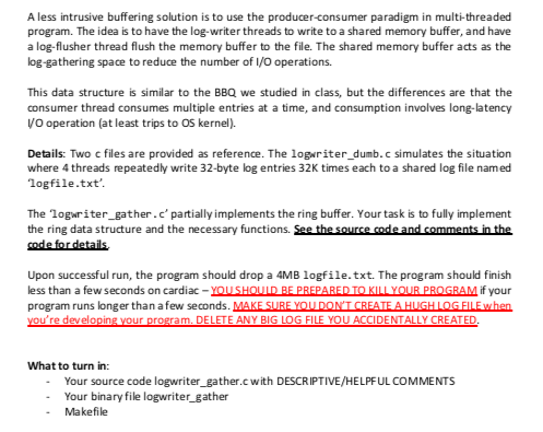 1. Write merging for small log entries (120 points) | Chegg.com