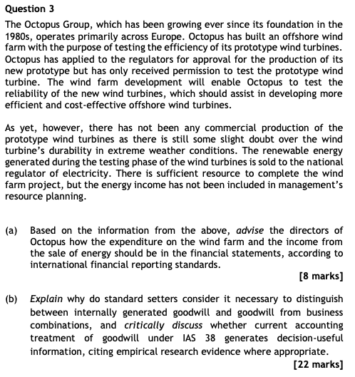 Solved Question 3 The Octopus Group, which has been growing | Chegg.com