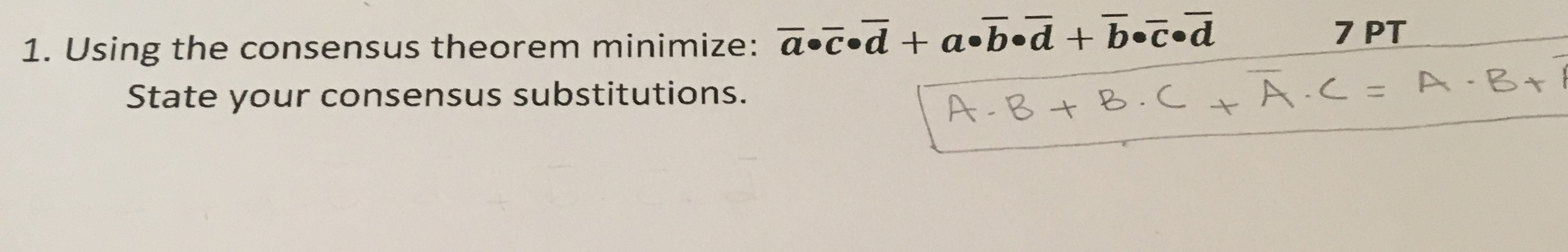 Solved 1. Using the consensus theorem minimize: ā•cod + | Chegg.com
