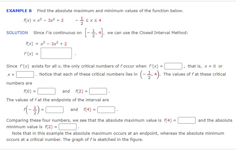 Solved EXAMPLE 8 ﻿Find the absolute maximum and minimum | Chegg.com