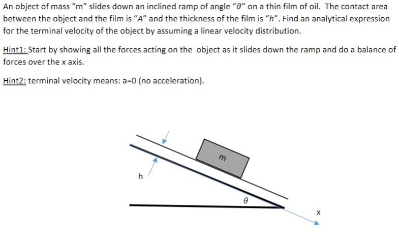 Solved An object of mass " m " ﻿slides down an inclined ramp | Chegg.com
