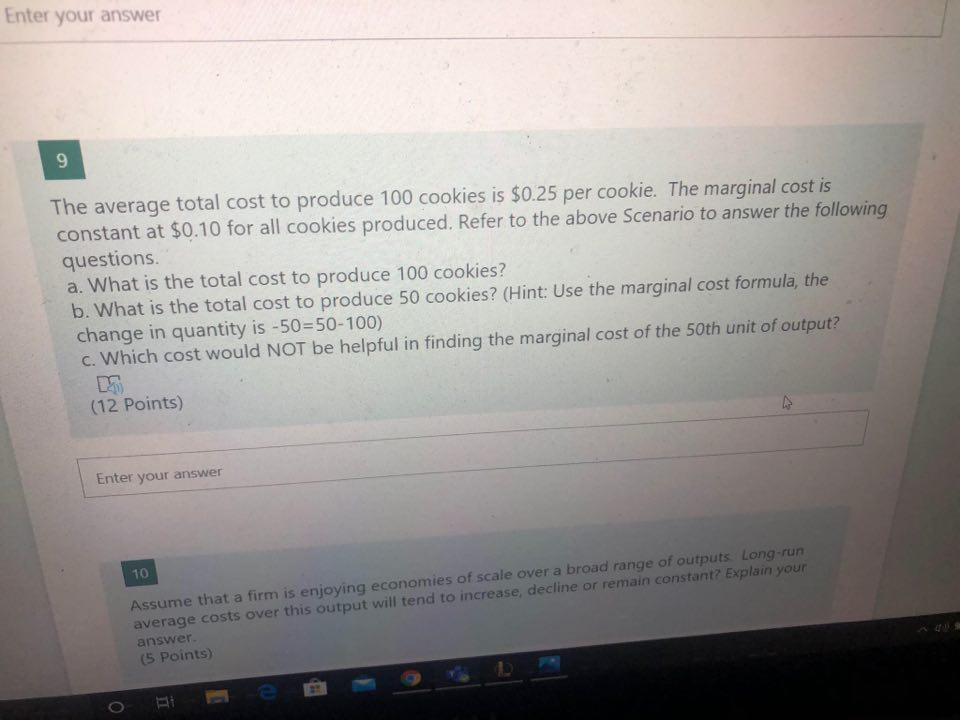 Solved Enter your answer 9 The average total cost to produce | Chegg.com