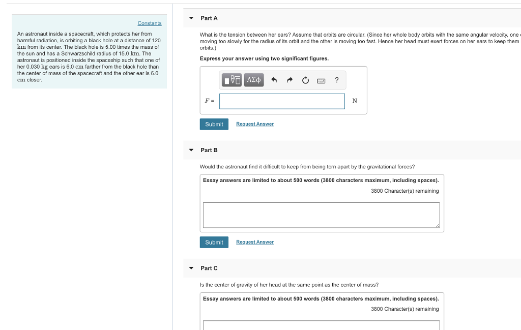 Solved Part A Constants An astronaut inside a spacecraft, | Chegg.com