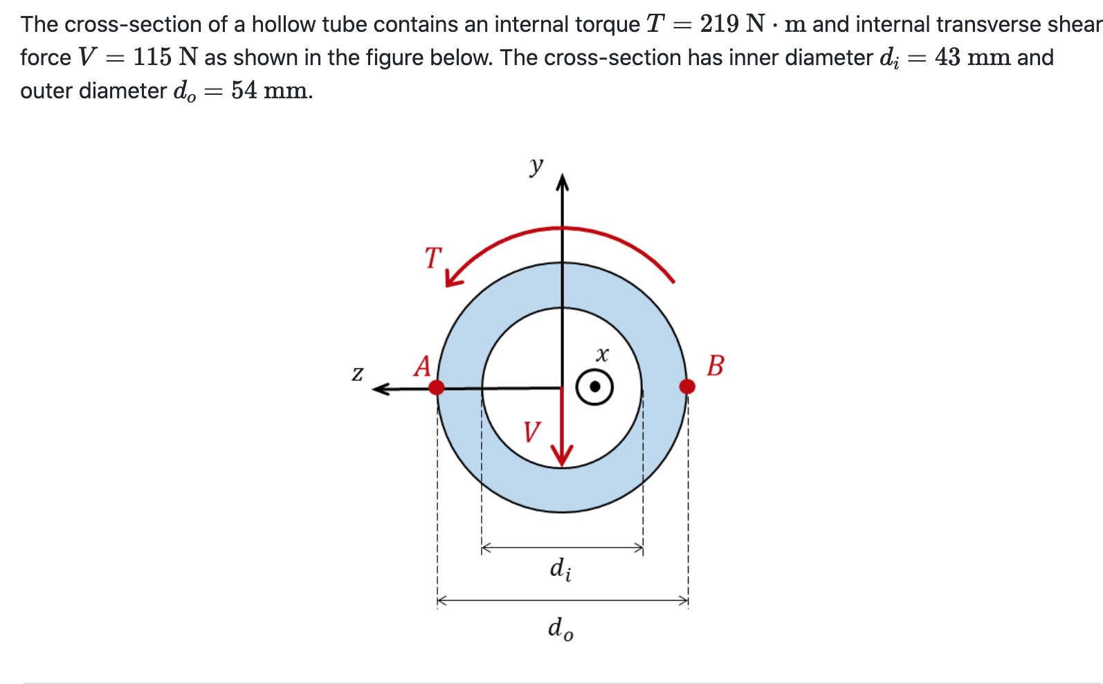 Solved The cross-section of a hollow tube contains an | Chegg.com
