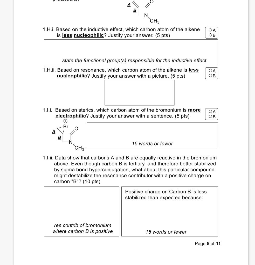 Solved A B N CH3 1.H.i. Based on the inductive effect, which | Chegg.com