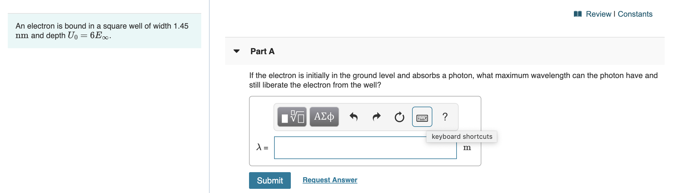 Solved Review | Constants An electron is bound in a square | Chegg.com