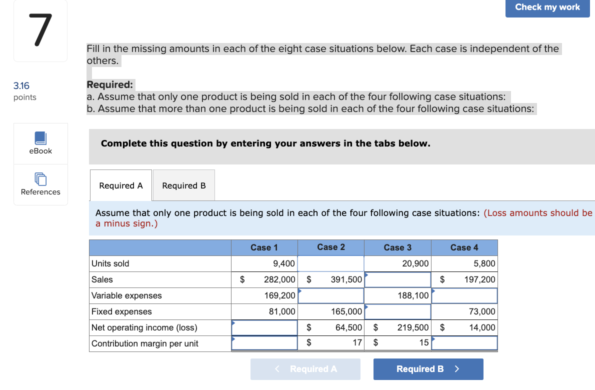 Solved Fill in the missing amounts in each of the eight case | Chegg.com