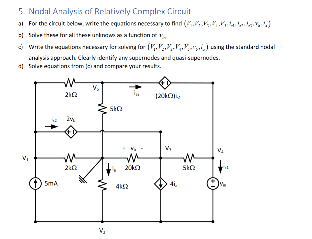 Solved Nodal Analysis of Relatively Complex Circuita) ﻿For | Chegg.com