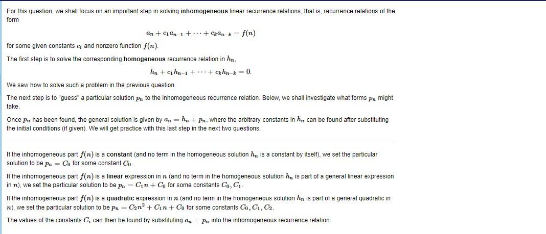 Q1) What is the particular solution to the above | Chegg.com