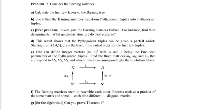 Solved Problem 1: Consider the Barning matrices. a) | Chegg.com