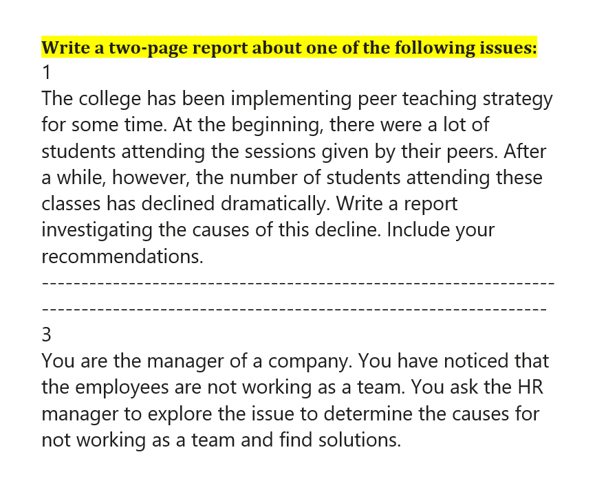 Solved Write a two-page report about one of the following | Chegg.com